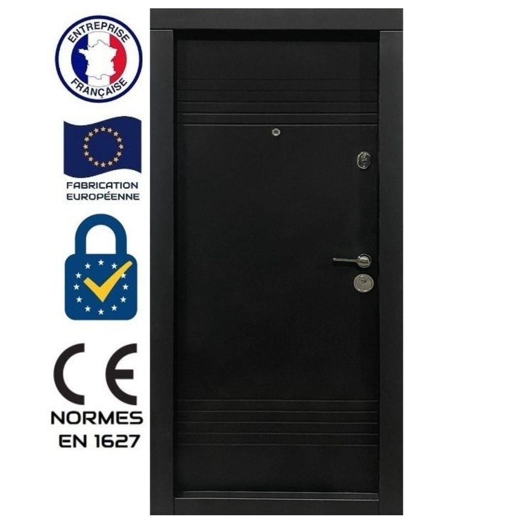 Porte Métallique Renforcée en acier anti effraction Victoria noire